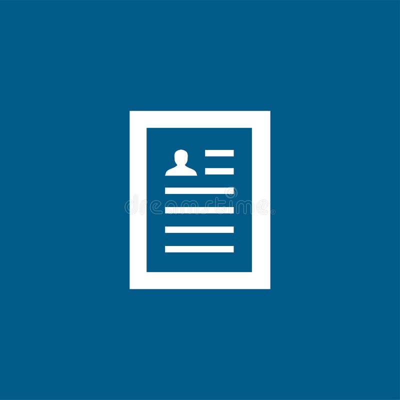 Resume Icon on Blue Background. Blue Flat Style Vector Illustration ...