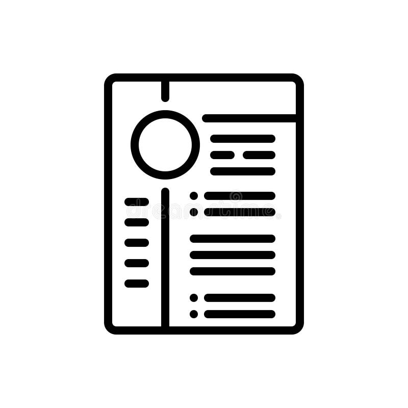 Black Line Icon for Resume, Content and Profile Stock Vector ...