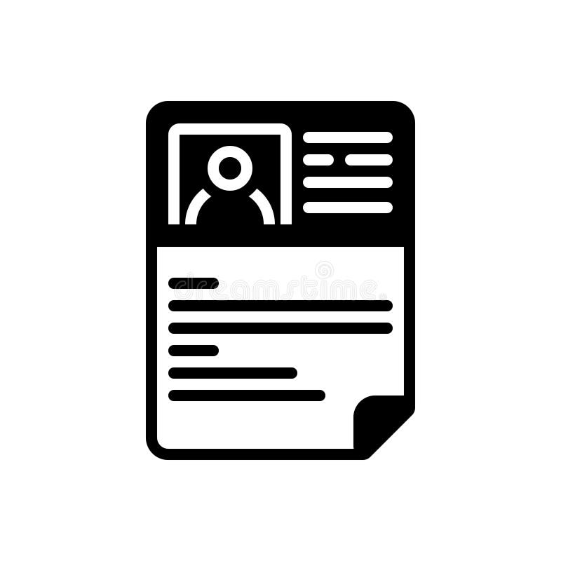 Black Solid Icon for Resume, Document and Profile Stock Illustration ...