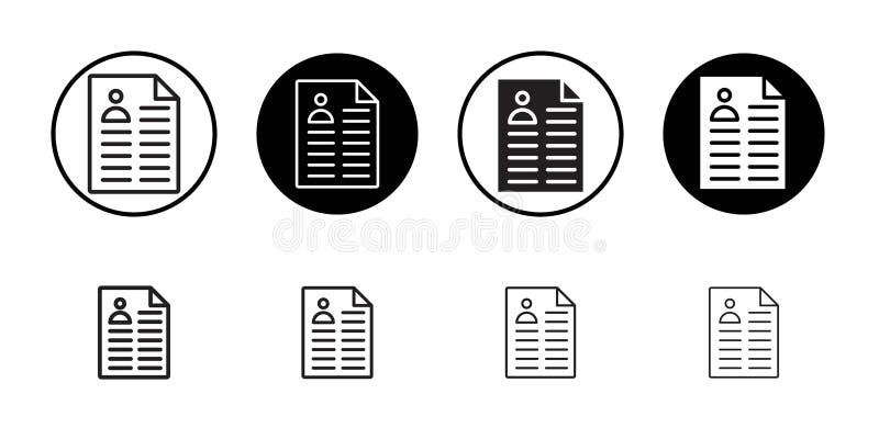Resume Icon Isolated Flat Vector in Outline Stock Vector - Illustration ...