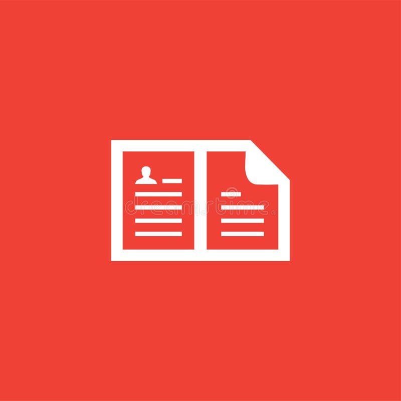 Resume Icon on Red Background. Red Flat Style Vector Illustration Stock ...