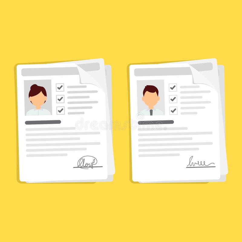 Resume Icon Set. Documents with Personal Data Vector Illustration ...