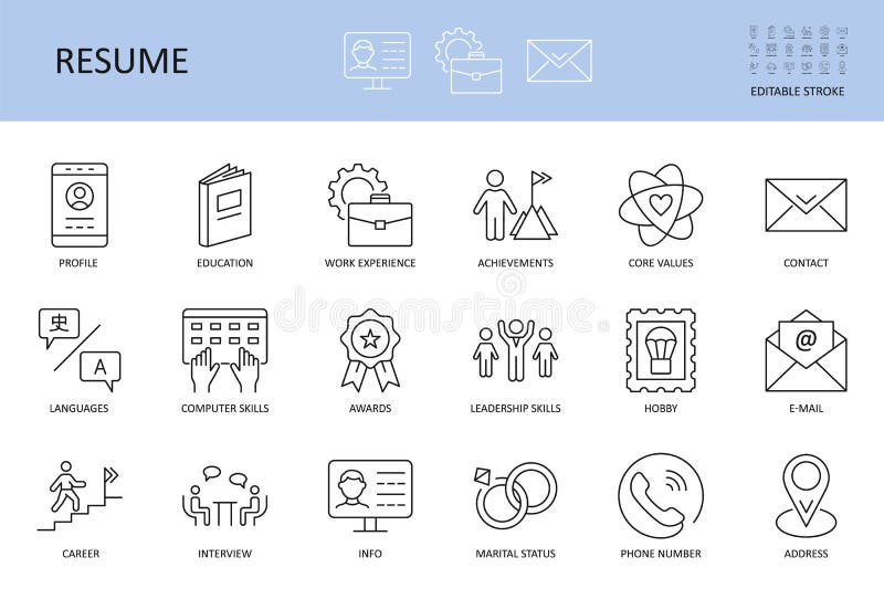 Resume Icons Stock Illustrations – 5,091 Resume Icons Stock ...