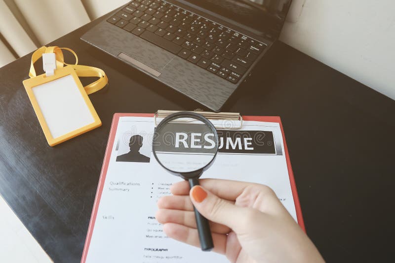 Resume Magnifying Glass Apply Job Experience Document Stock Photo ...