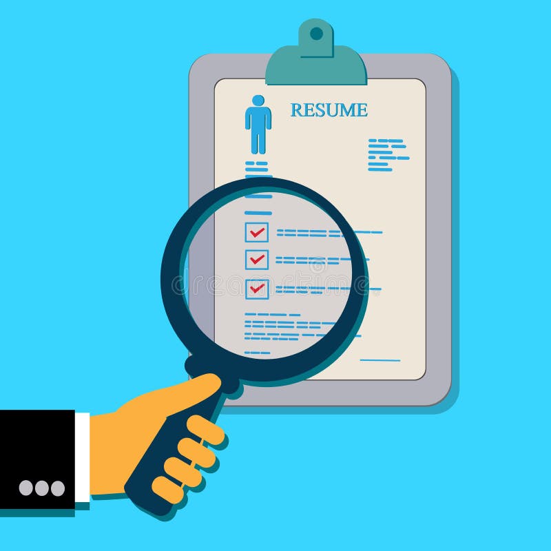 Resume, Magnifying, Glass, Job, Flat Design Stock Vector - Illustration ...
