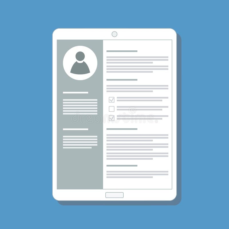 Resume on tablet stock vector. Illustration of number - 86668576