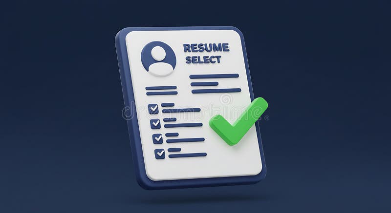 Resume Selection with Checkmark Icon Approved Job Application Concept ...