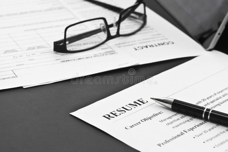 Resume on the Table stock photo. Image of glasses, history - 25265316