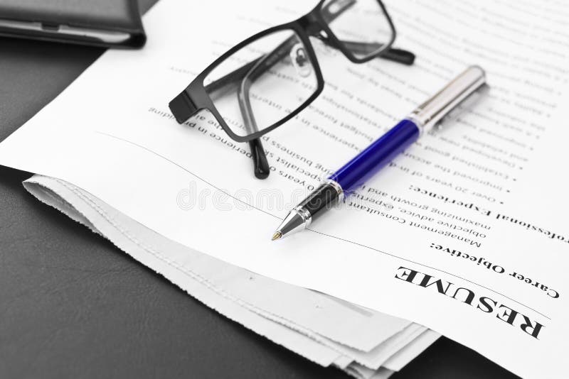 Resume on the Table stock photo. Image of glasses, history - 25265316