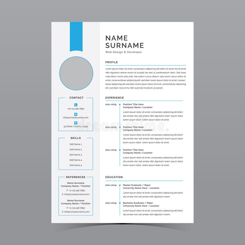 Resume Template Vector Design Stock Vector - Illustration of paper ...