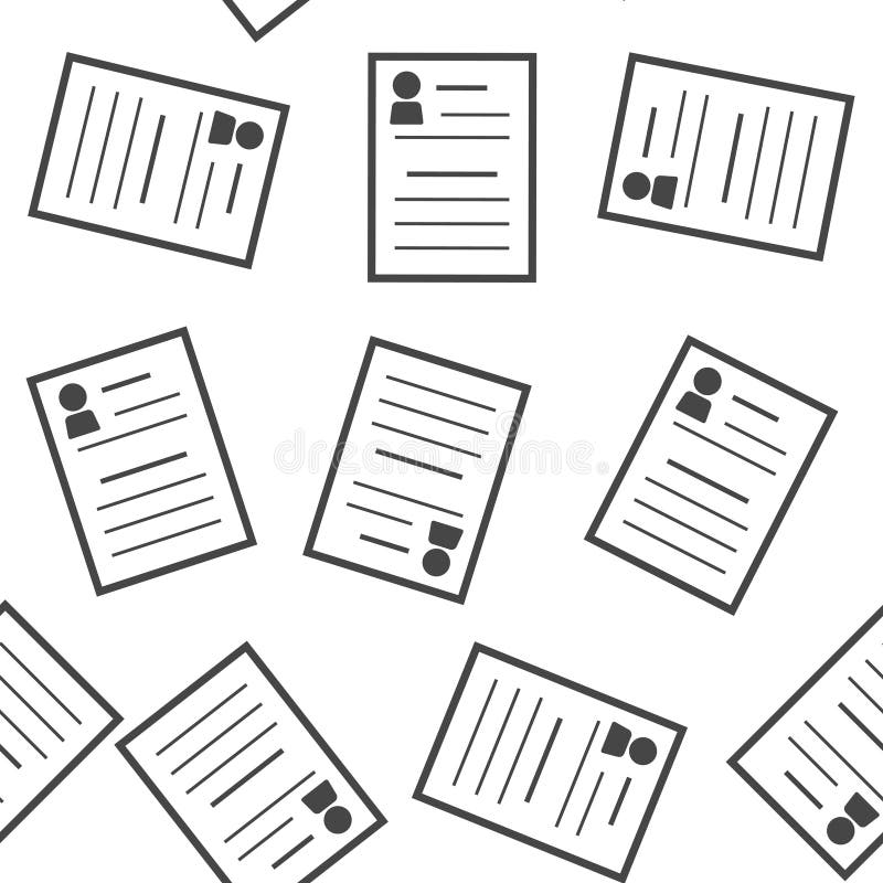 Resume Vector Icon Seamless Pattern on a White Background Stock Vector ...