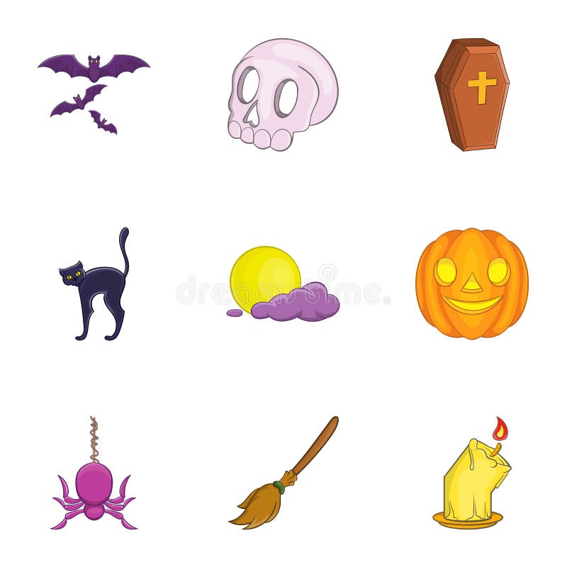 Resurrection of Dead Icons Set, Cartoon Style Stock Vector ...