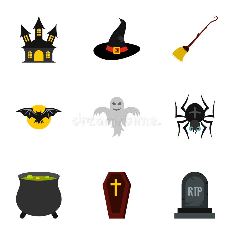 Resurrection of Dead Icons Set, Flat Style Stock Vector - Illustration ...