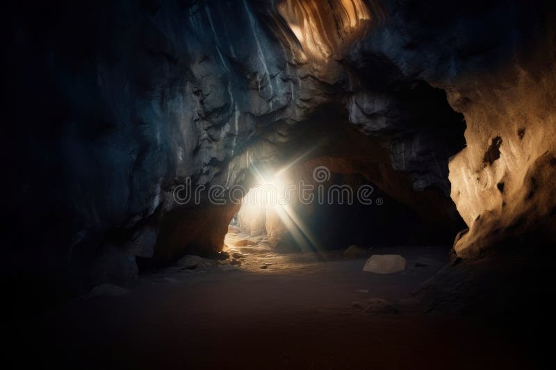 Resurrection. Inside of a Cave with Light and Shadow on the Ground ...