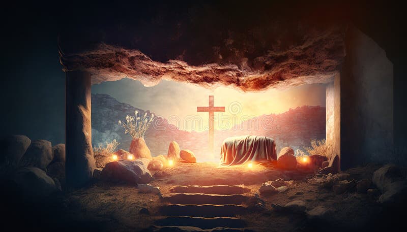 Resurrection of Jesus Christ Easter Background. Stock Illustration ...