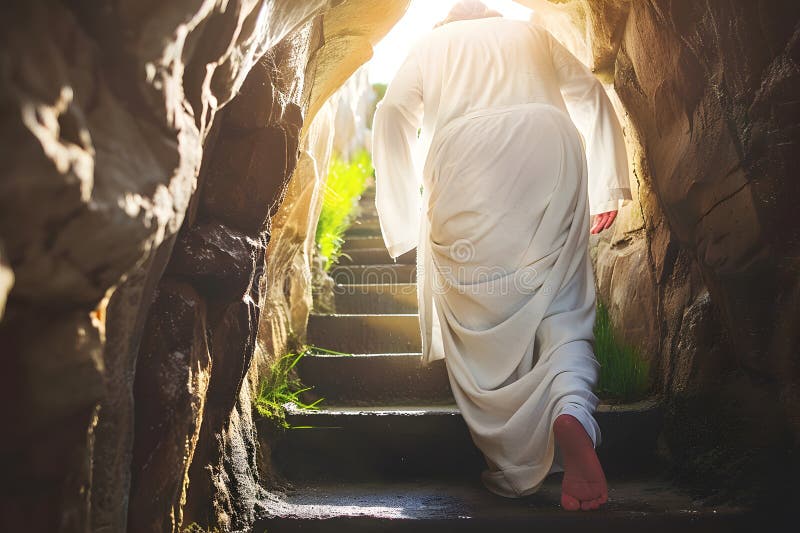 Resurrection of Jesus Christ at Empty Tomb Stock Illustration ...