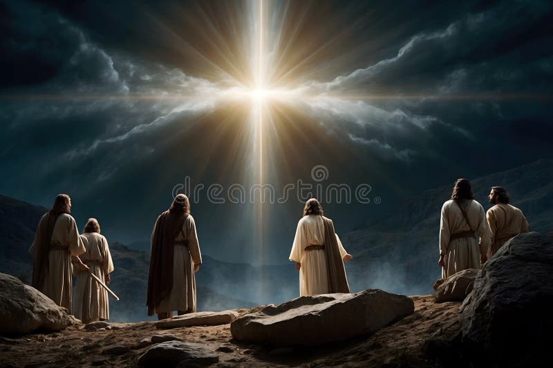 Jesus Resurrected and Rises Back To Heaven As in Bible Stock Photo ...