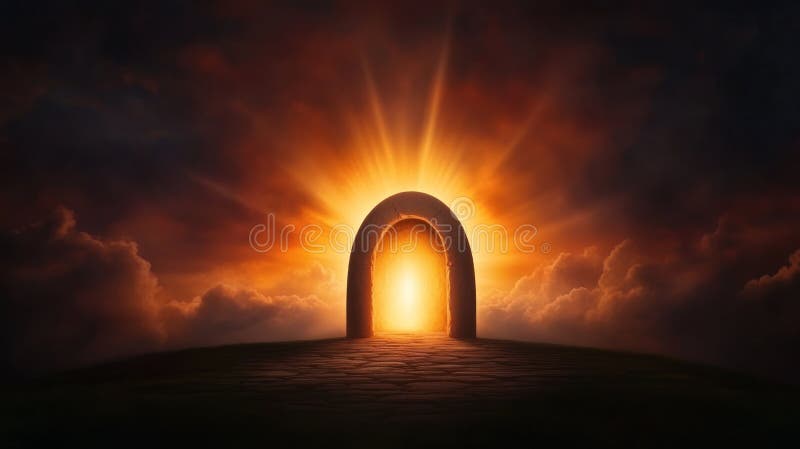 Resurrection of Jesus Christ: Silhouette in Heavenly Light Rays Leaving ...