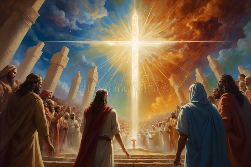 Resurrection of Jesus and Rises To Heaven Stock Illustration ...