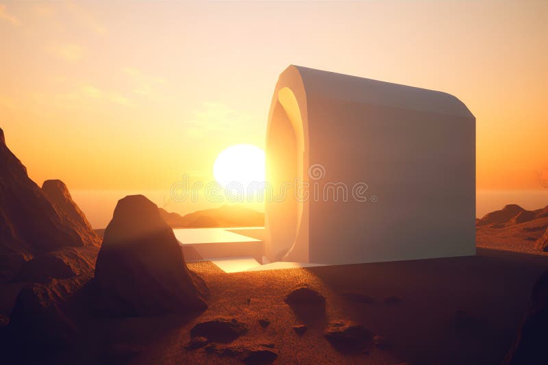 At Sunrise - Empty Tomb with Shroud - Resurrection of Jesus Christ ...