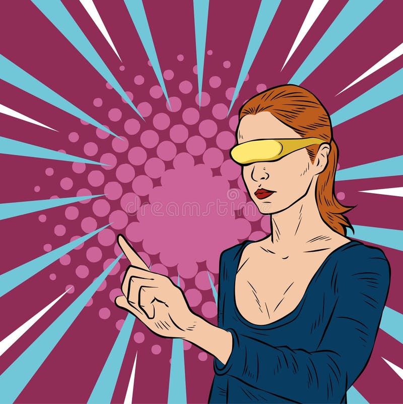 Illustration of a Young Woman Wearing Virtual Reality Goggle Mask ...