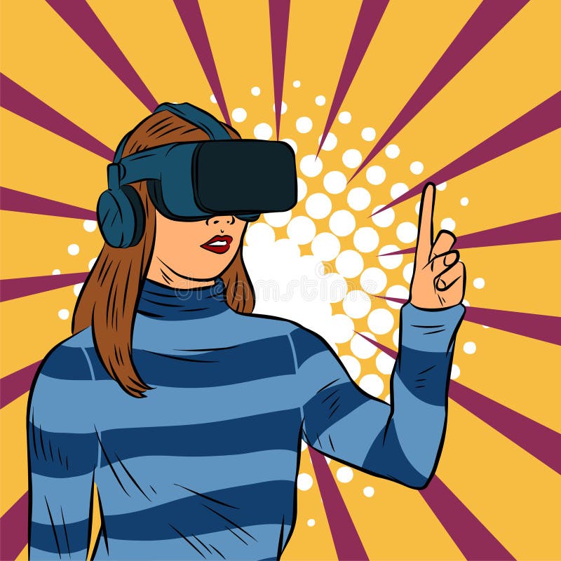 Young Female Model Wearing Virtual Reality Device in Active Pose. Stock ...