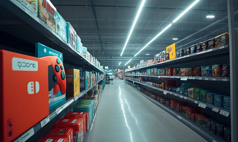 AI-Generated Game Store Aisle Stock Illustration - Illustration of ...