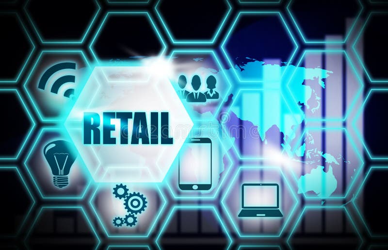 Retail Blue Background Model Concept Stock Illustration - Illustration ...