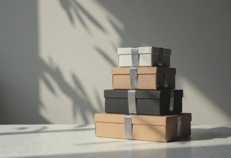 Retail Box Stack Aligned with a Strap Guard, Showcasing Organized ...