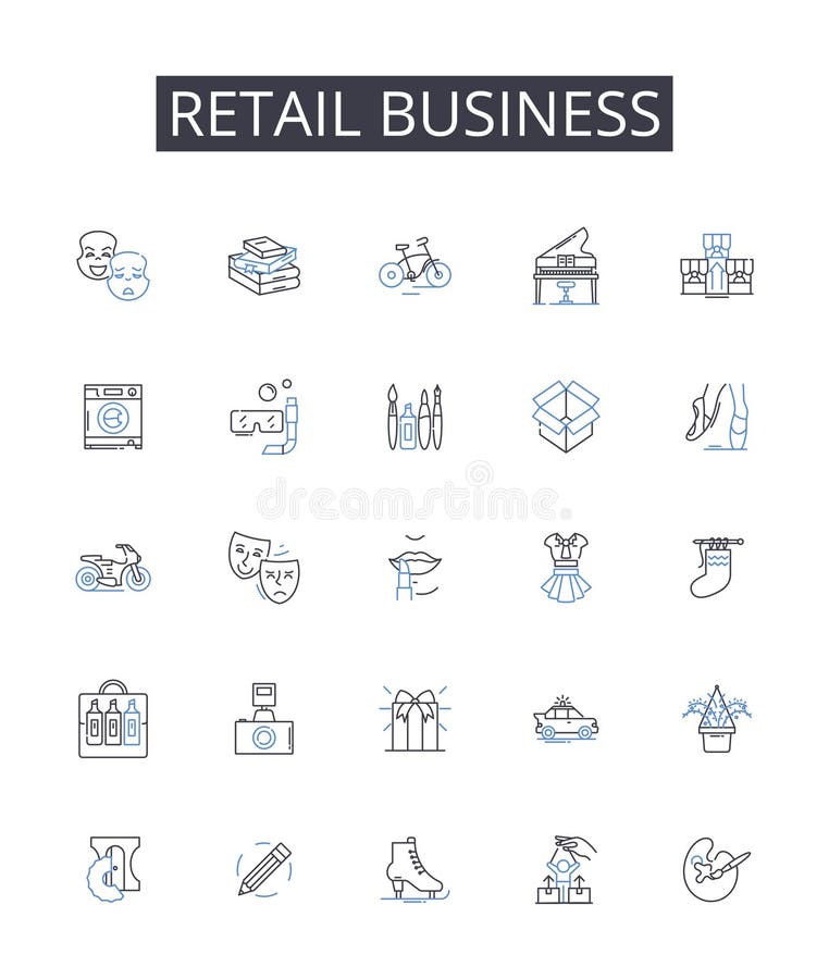Retail Business Line Icons Collection. Analysis, Calculus, Computation ...