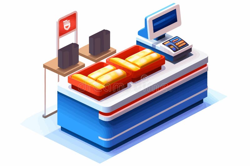 Retail Checkout Counter Isolated Vector Style Illustration Stock Vector ...