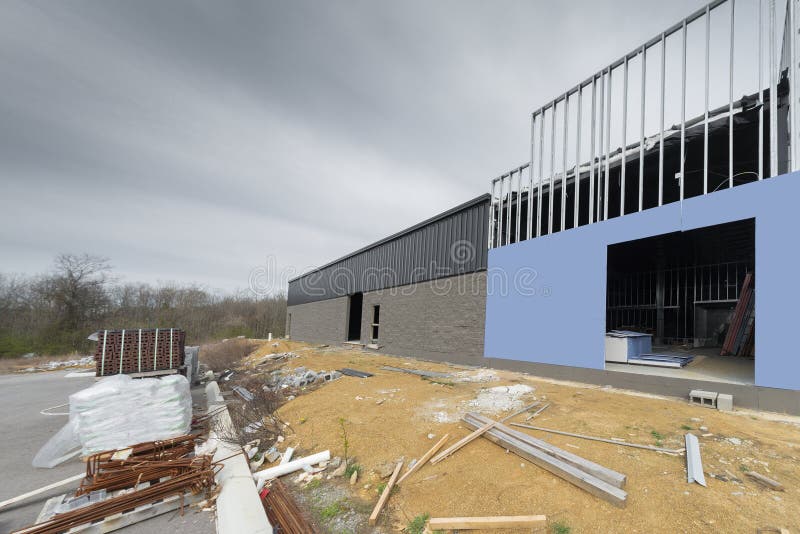 Retail Construction Site Under a Cloudy Sky with Copy Space Stock Photo ...