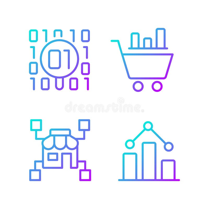Retail Data Mining and Analytics Gradient Linear Vector Icons Set Stock Vector - Illustration of ...