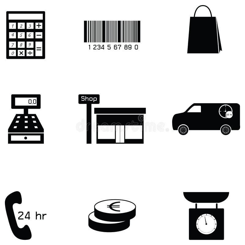 Retail icon set stock vector. Illustration of delivery - 120570606