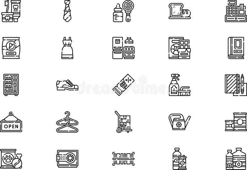 Retail Icons Collection is a Vector Illustration with Editable Stroke ...