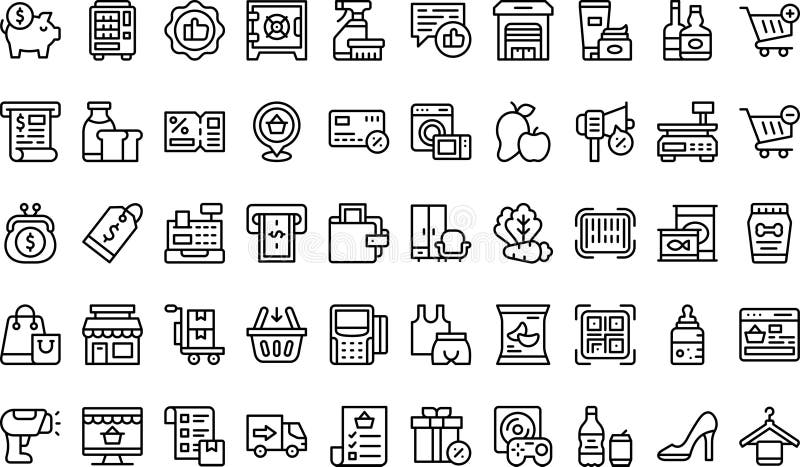 Retail Icons Collection is a Vector Illustration with Editable Stroke. Stock Vector ...