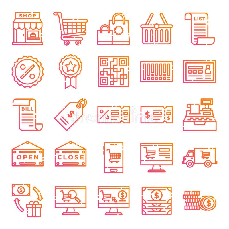 Retail icons pack stock vector. Illustration of market - 141148635