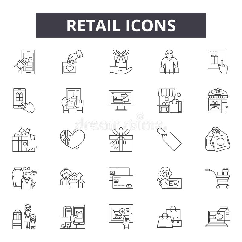 Retail Line Icons, Signs, Vector Set, Linear Concept, Outline ...