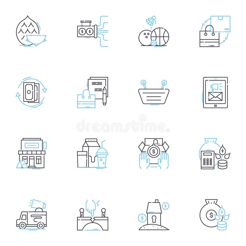 Retail Platforms Linear Icons Set. E-commerce, Bricks-and-clicks ...