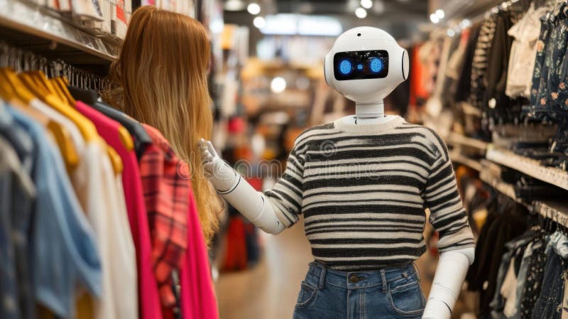 Retail Robot, AI-Powered Shopping Assistant Stock Photo - Image of ...