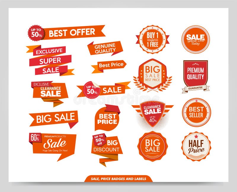 Retail Sale, Price Tags, Best Offer Bundle Set Template Stock Vector ...