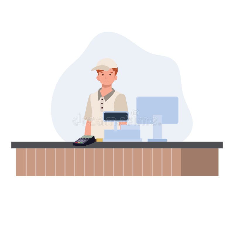 Retail Salesman at Cashier Desk. Cashier at Counter Serving Customers ... Retail Salesman at Cashier Desk. Cashier at Counter Serving Customers ...