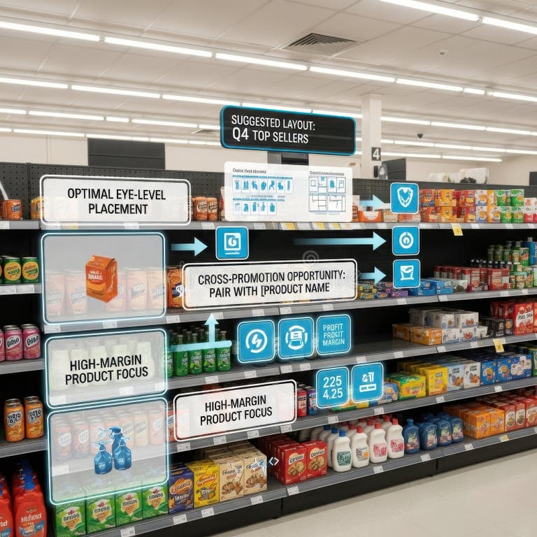 Retail Shelf Optimization Strategy for Product Placement and Cross-Promotion Stock Illustration ...