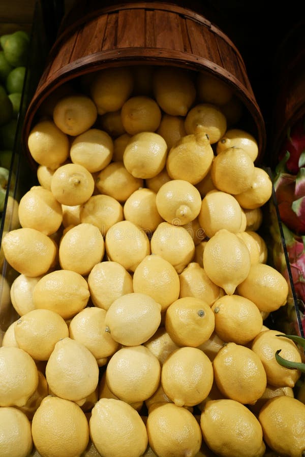 Retail Shop Displaying Yellow Lemon Stock Photo - Image of surface ...