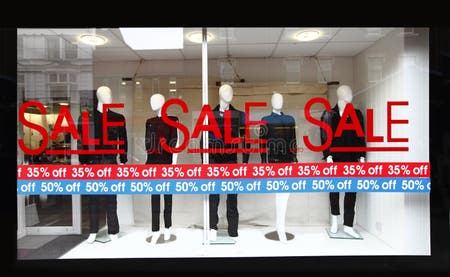 Retail Shop Window Sale Sign Stock Photo - Image of storefront, modern ...