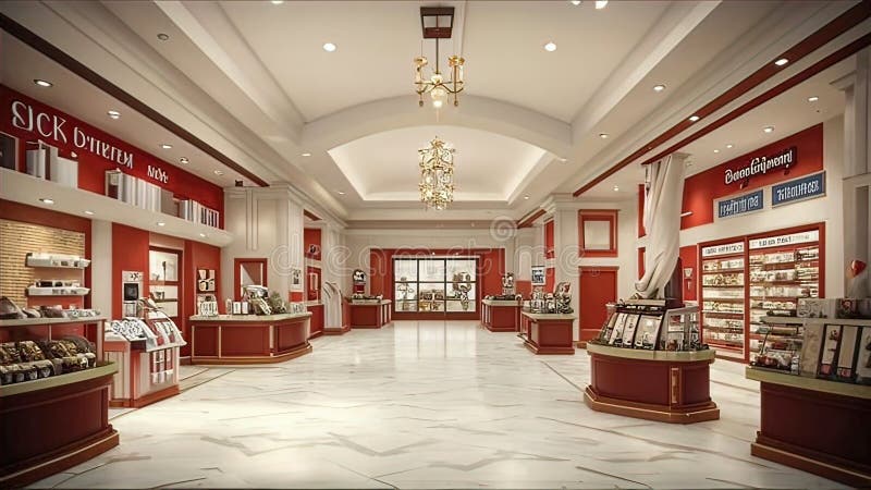 Retail Space with Shops on the Left and Right, Modern and Innovative ...