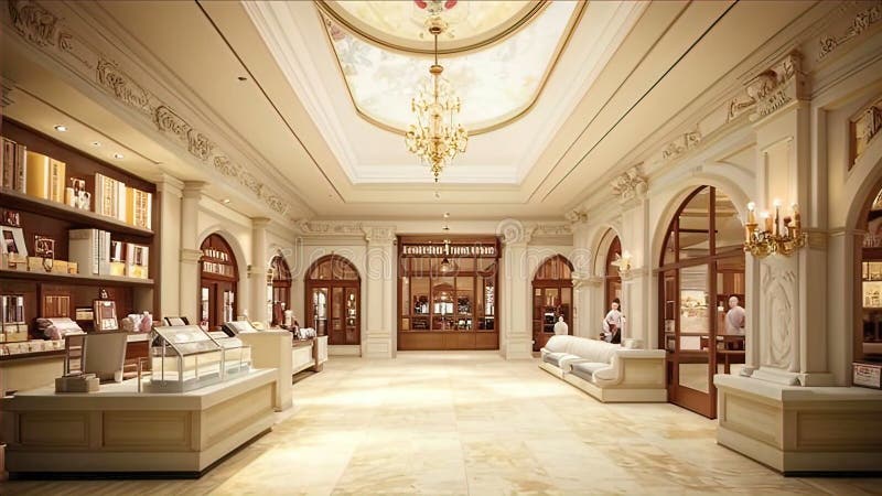 Retail Space with Shops on the Left and Right, Modern and Innovative ...