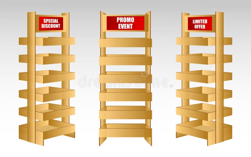 Set of Realistic Shelf Retail Trade or Stand Rack Shelves for Promotion ...