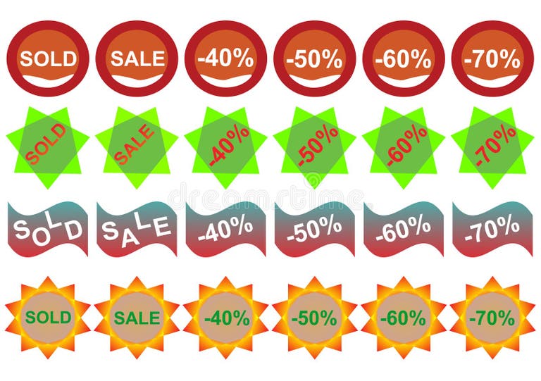 Retail Sticker Set:Sell and Discount Stock Vector - Illustration of ...