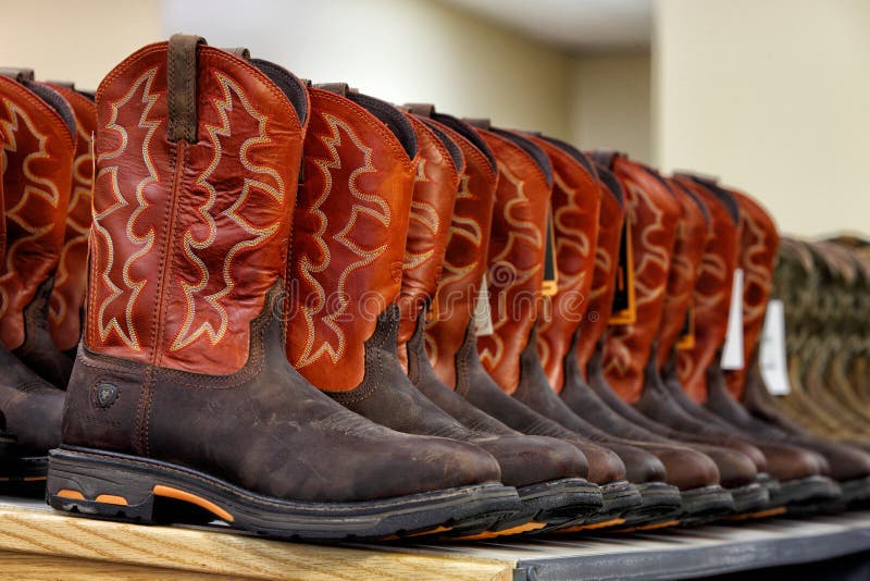 Retail Store Display of Cowboy Boots. Editorial Photography - Image of ...